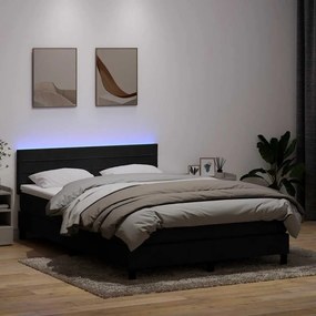 Box spring postel s matrací a LED černá 160x210 cm samet 3316985