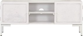 TV stolek bílý 115 x 30 x 46 cm masivní mangovníkové dřevo 323580