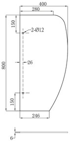 Sapho - Dělící stěna pro pisoáry 40x80 cm mléčné sklo
