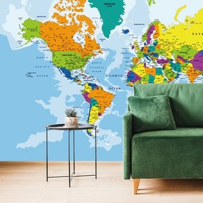 Samolepící tapeta barevná mapa světa - 150x100 cm