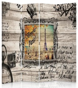 Ozdobný paraván, Stesk po Paříži - 145x170 cm, čtyřdílný, klasický paraván