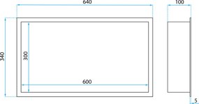 Rea Vestavná koupelnová police 60x30 cm, černá mat