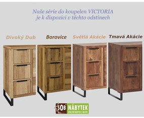 Koupelnový set široká komoda a zrcadlo Victoria divoký dub