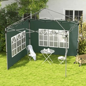 Outsunny sada 2 bočních panelů pro altán 3x3/3x4 m, boční stěna s oknem, voděodolná zelená barva
