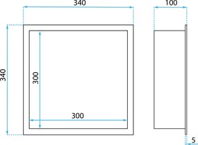 Rea Rea, koupelnová police na zapuštění 30x30 cm, broušená ocel, REA-05600