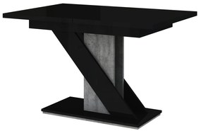Jídelní stůl Mevenis (lesk černý + kámen) (pro 4 až 6 osob). 1055215