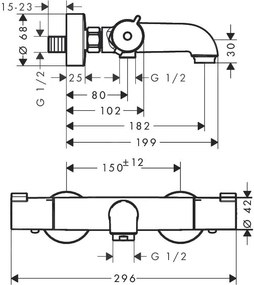 Hansgrohe Ecostat, vanová baterie termostatická 1001 CL, chromová, 13201000