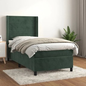 vidaXL Box spring postel s matrací 90x190 cm samet [3132711] Barva: Tmavě zelená