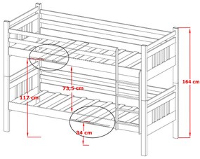 Dětská postel 90 cm ARAS (s roštem a úl. prostorem) (borovice). 1013425