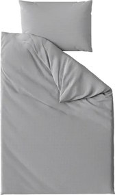 Sada krepového povlečení DENYX BLEND šedé, hotelová kapsa + prostěradlo Jersey 90 x 200 cm tmavě šedé, jednolůžko