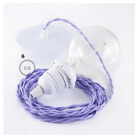 creative cables Závěsné svítidlo pro stínidla s lila zkrouceným hedvábným textilním kabelem TM07 Velikost: 200 cm, Barva: Bílá, Montáž: Sestavený