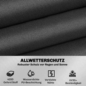 Ochranný kryt na zahradní nábytek Winterproof Voděodolný kryt ve tvaru V s ochranou proti UV záření 420D Oxford 216x216x78 cm černý