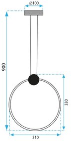 Toolight Toolight, LED stropní svítidlo 30cm 13W 4000K APP1393-CP, zlatá lesklá, OSW-00919