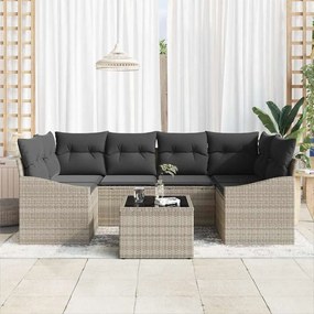 Set pohovek 7 ks Světle šedá polyratan 3346622