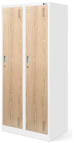 JAN NOWAK - Kovová šatní skříň KASPER 4 BHP - bílá/dub sonoma - rozměr 180x80 cm - 3D6518