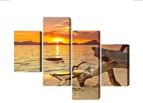 Vícedílný obraz Mořská Krajina Při Západu Slunce Nedostatek Nedostatek Plátno Canvas 120x75