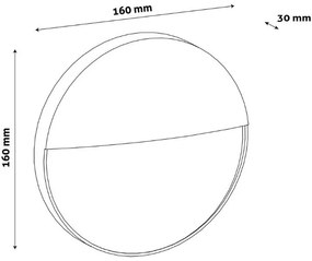 LED venkovní nástěnné svítidlo - osvětlení schodiště Sevilla 16cm, bílé, teplé světlo 6W