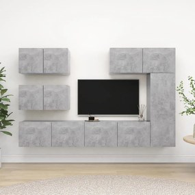 6dílný set TV skříněk betonově šedý kompozitní dřevo 3079135