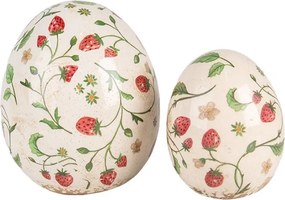 Keramické dekorační vajíčko s jahůdkami Wild Strawberries M - Ø 10*12 cm