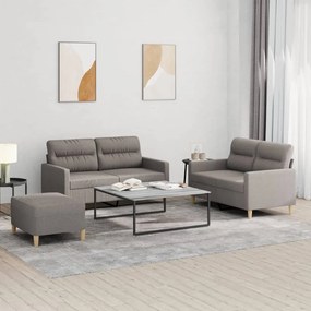 3Dílná Sedací Souprava S Polštáři Textil - Taupe / s poduškami