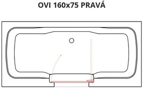 A-interiéry Polimat OVI vana pro seniory 160 x 75 cm s dvířky otevírání pravé vč. sifonu bílá POL_OVI00724