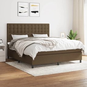 Box spring postel s matrací tmavě hnědá 160x200 cm textil 3142108