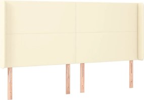 Box spring postel s matrací a LED krémová 200x200 cm umělá kůže 3139285
