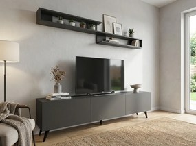 TV stolek MIYA 150 cm s nástěnnou policí, antracitový