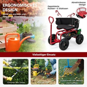 Costway Mobile Gardening Seat Zahradní vozík Řiditelný vozík na nářadí s úložným