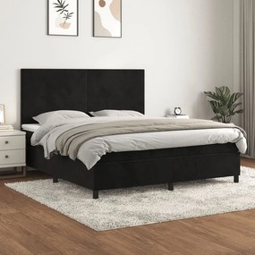 Box spring postel s matrací černá 160x200 cm samet 3142913