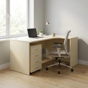 Sestava kancelářského nábytku SimpleOffice 2, 140 cm, pravá, bříza