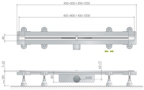 Omp Tea Sumisura podlahový žlab s nerezovým roštem 123 cm DN50 983.401.8