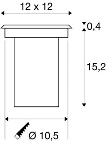 SLV 227684 Solasto 120, venkovní zapuštěné podlahové svítidlo, 1x GU10 max 6W, nerez, rozměr 12x12 cm, IP67