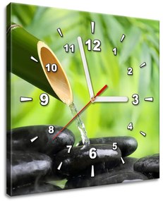 Gario Obraz s hodinami Bambusový pramínek a kameny Rozměry: 30 x 30 cm