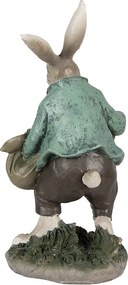 Dekorace králíček v zeleném kabátě s košem vajíček - 18*16*32 cm