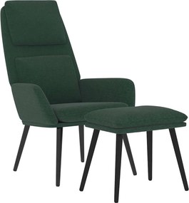 Relaxační křeslo se stoličkou tmavě zelené textil 3097773