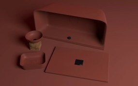 Polysan Banera Square umyvadlo na desku 50 x 36 cm bez otvoru pro baterii bez přepadu litý mramor hnědá mat 14596.71