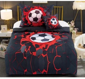 3D povlečení - football red-black + POVLAK NA POLŠTÁŘEK 40X40CM ZDARMA