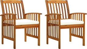 vidaXL Zahradní jídelní židle s poduškami 2 ks masivní akáciové dřevo [312130] Barva: krémová