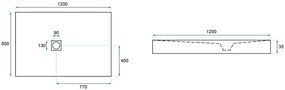 Rea BLACK STONE - Kamenná sprchová vanička 80 x 120 x 3,5 cm + sifon, černá, REA-K9602