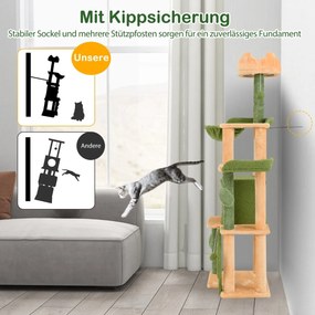 Costway Cat tree kaktus 160 cm kočičí strom s kočkou jeskynní kočičí škrabadlo