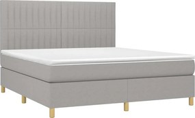 Box spring postel s matrací a LED světle šedá 160x200 cm textil 3135605