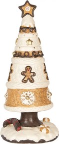 Béžová dekorace stromek s perníčky Christmas Tree - Ø 24*51 cm