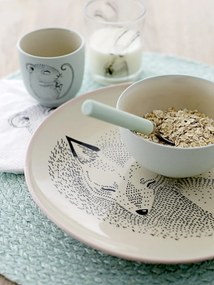 Bloomingville Dětská sklenička s králíkem Rabbit, černá barva, čirá barva, sklo