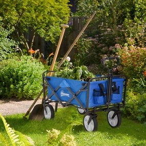 Outsunny Skládací zahradní vozík 360° Transportní vozík Plážový vozík s ocelovým rámem Oxford 93 x 49 x 75-100 cm | Aosom.de