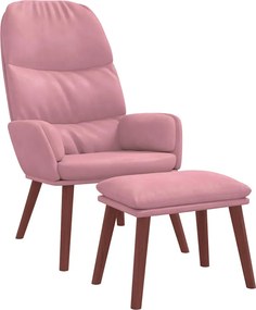 Relaxační křeslo s podnožkou růžové samet 3315120