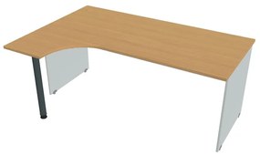 Stůl ergo pravý 180*120 cm - Hobis Gate GE 1800 P Dekor stolové desky: buk, Dekor lamino podnože: šedá, Barva nohy: černá
