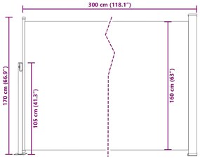 vidaXL Marketos Zatahovací boční markýza/zástěna na terasu 170 x 300 cm šedá