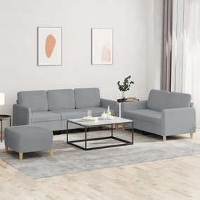 3dílná sedací souprava s poduškami světle šedá textil 3202126