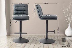 2x Barová židle Damar - koženka, černý rám - Šedá